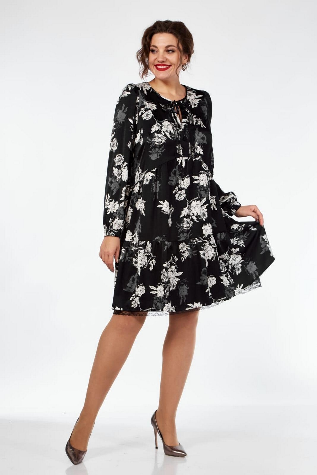 Платье 1035 черный + букет Milora купить в интернет магазине Велесмода